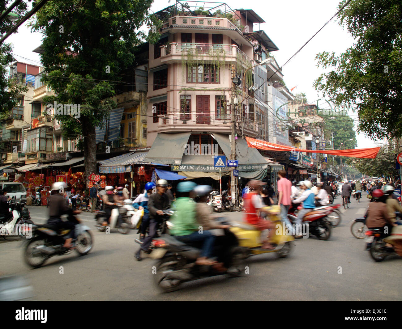 Motorbike traffic in the streets of Hanoi in northern Vietnam Stock ...