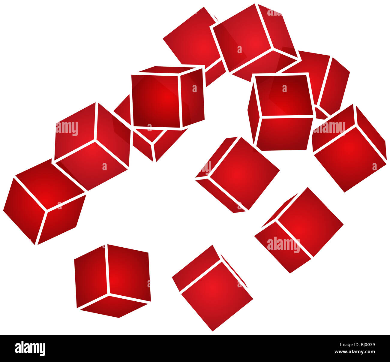 Abstract illustration of round floating cube shapes Stock Photo - Alamy