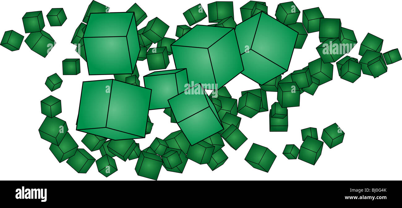 Abstract illustration of round floating cube shapes Stock Photo - Alamy