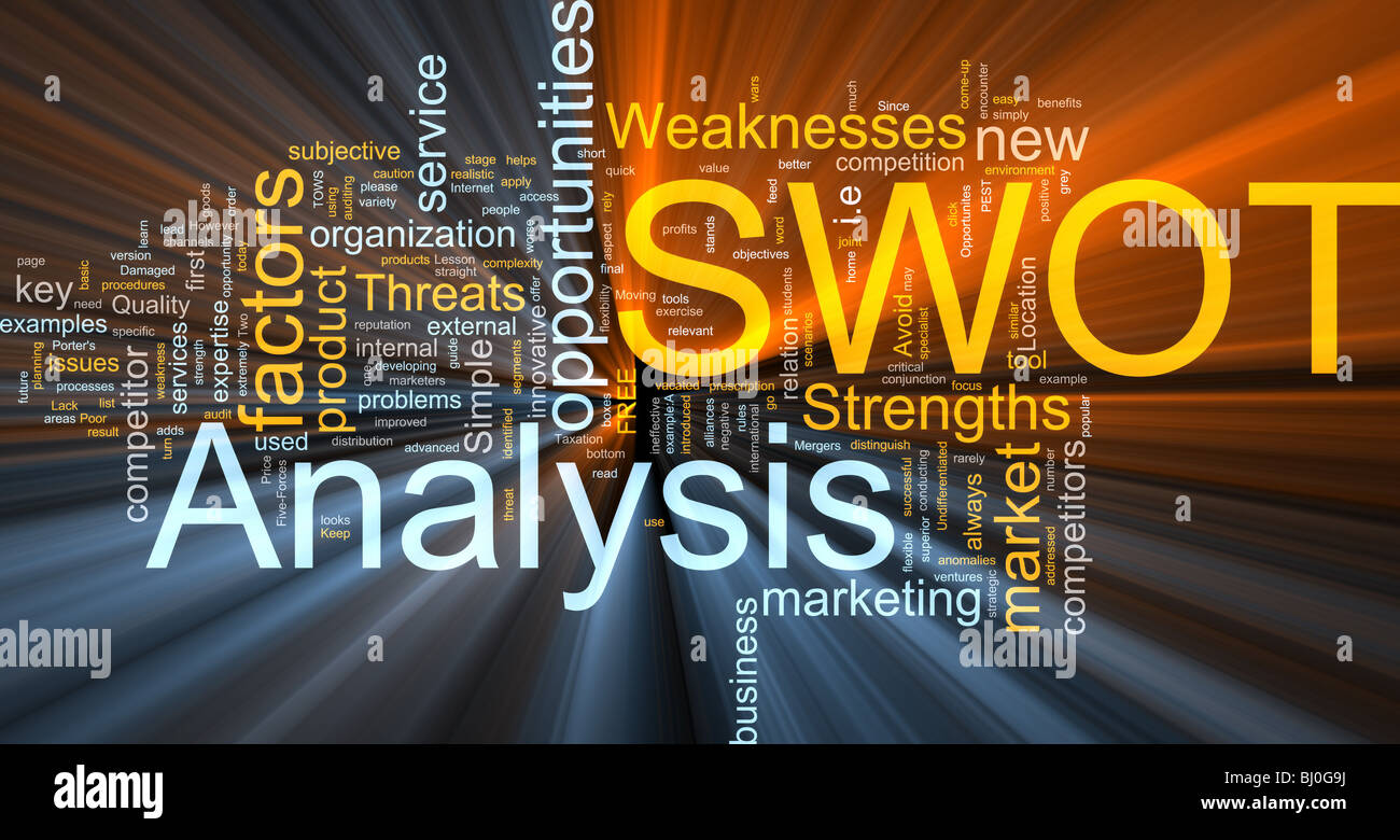 Word cloud concept illustration of SWOT Analysis glowing light effect ...