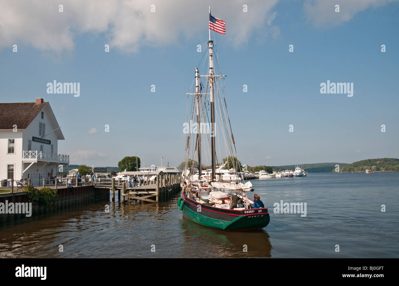 Historic Schooner Mary E. built 1906 approaching dock at Connecticut ...