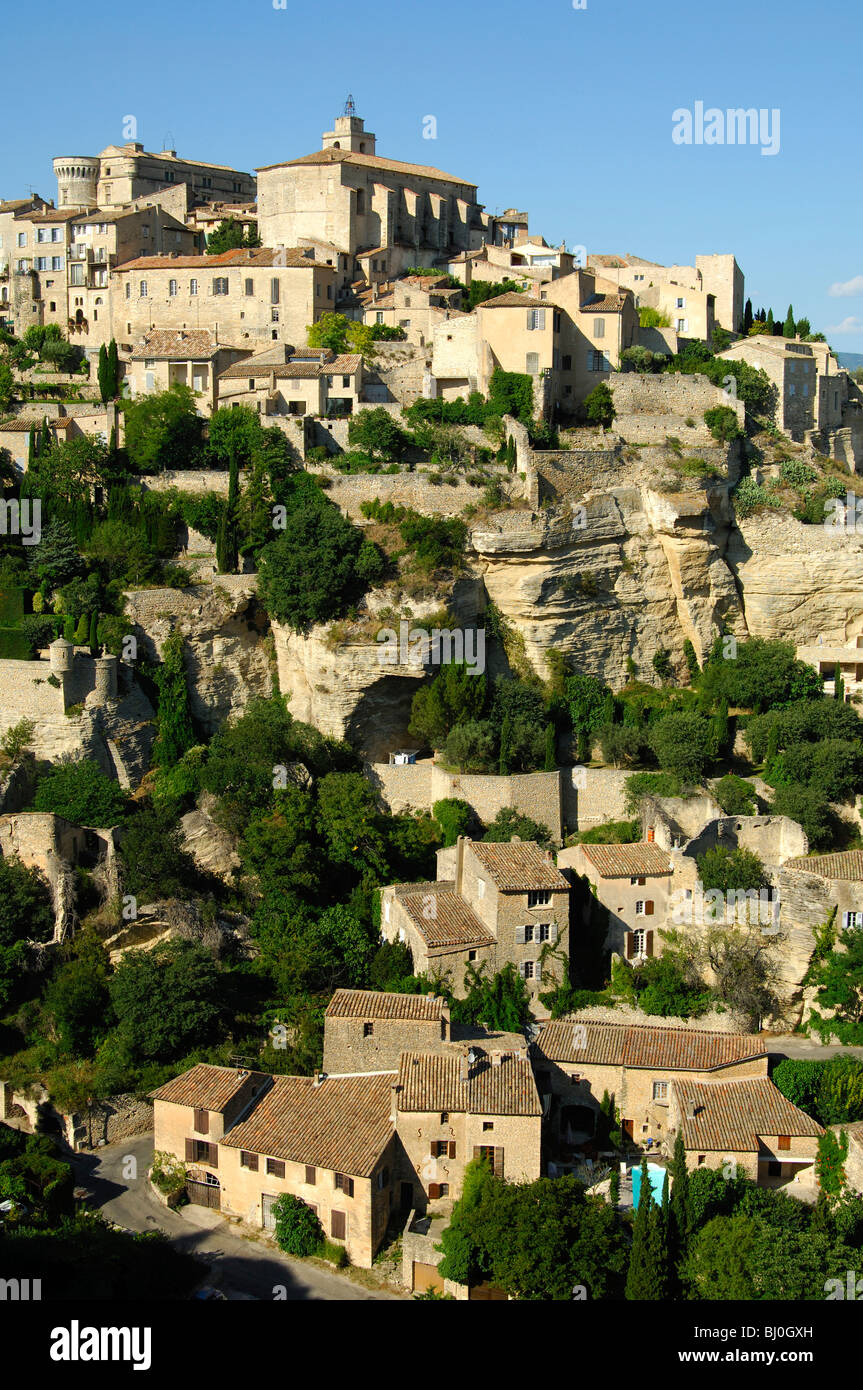 Gordes with the Château de Gordes and the Saint-Firmin church on the ...