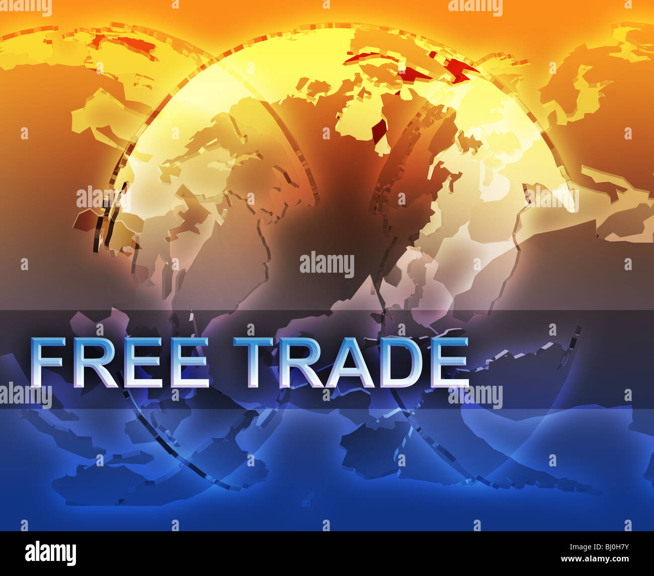 Globalization international free trade economy illustration with globes ...