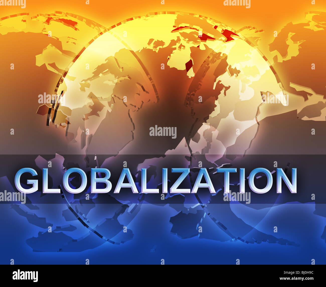 Globalization international free trade economy illustration with globes ...