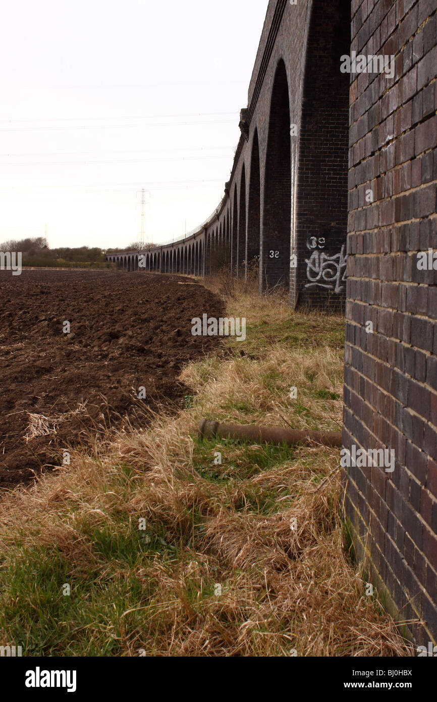 Railway Arches carrying the rail line to High Marnham power station ...