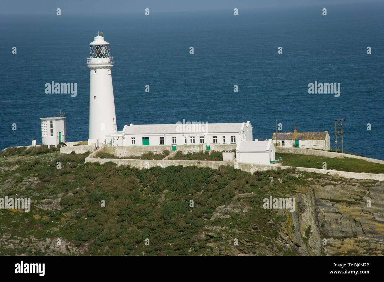South Stack Lighthouse on Holy Island from the cliffs above, Anglesey ...