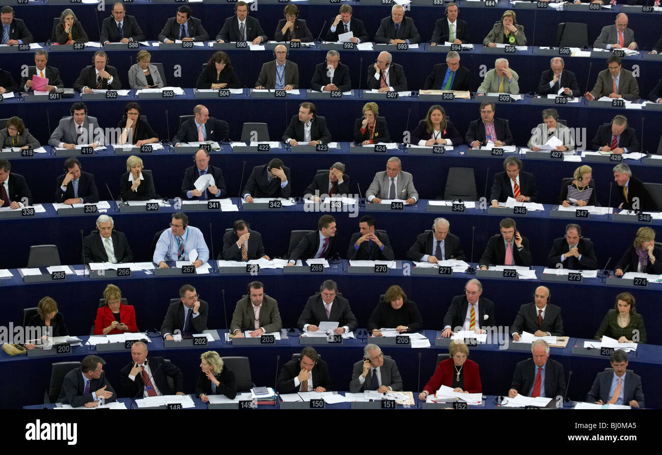Members of Parliament in the chamber of the European Parliament ...