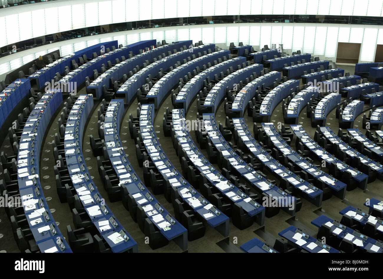 Empty chamber of the European Parliament, Strasbourg, France Stock ...
