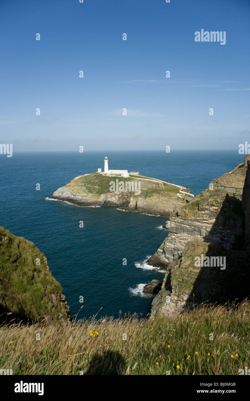 South Stack Lighthouse on Holy Island from the cliffs above, Anglesey ...