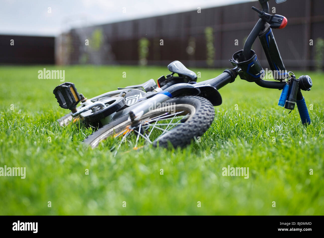 bicycle lying in grass Stock Photo - Alamy
