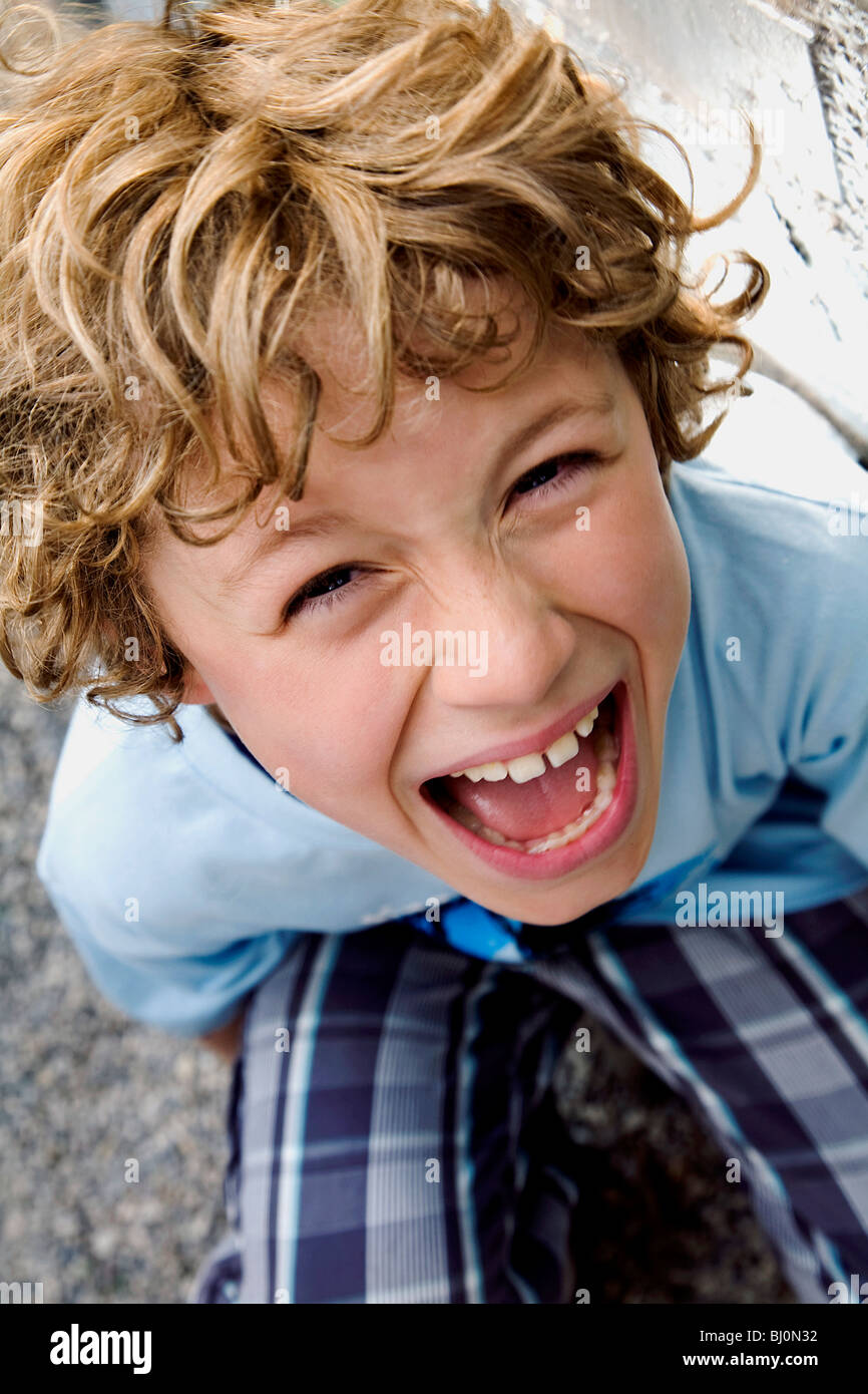 portrait of young boy shouting Stock Photo - Alamy
