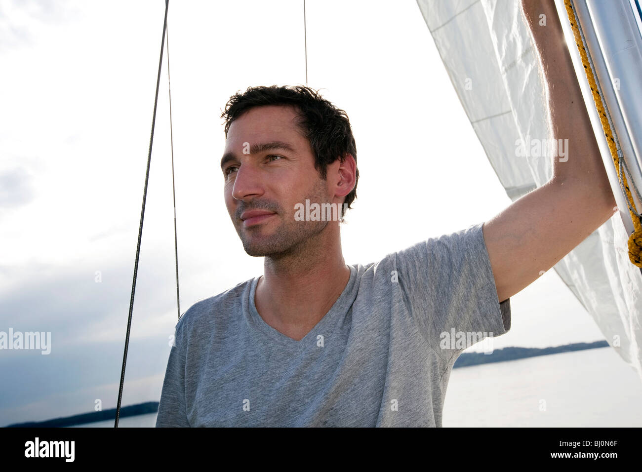 portrait of man on sailing ship Stock Photo - Alamy