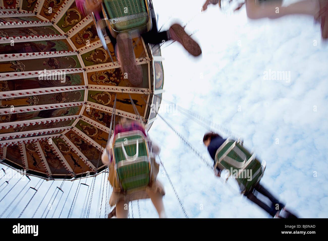 low angle view of merry-go-round at Munich Oktoberfest Stock Photo - Alamy