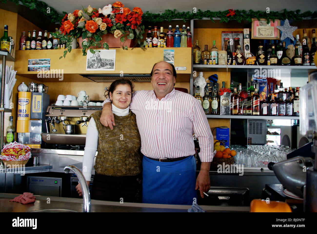 portrait of Italian bar owner and his wife Stock Photo - Alamy