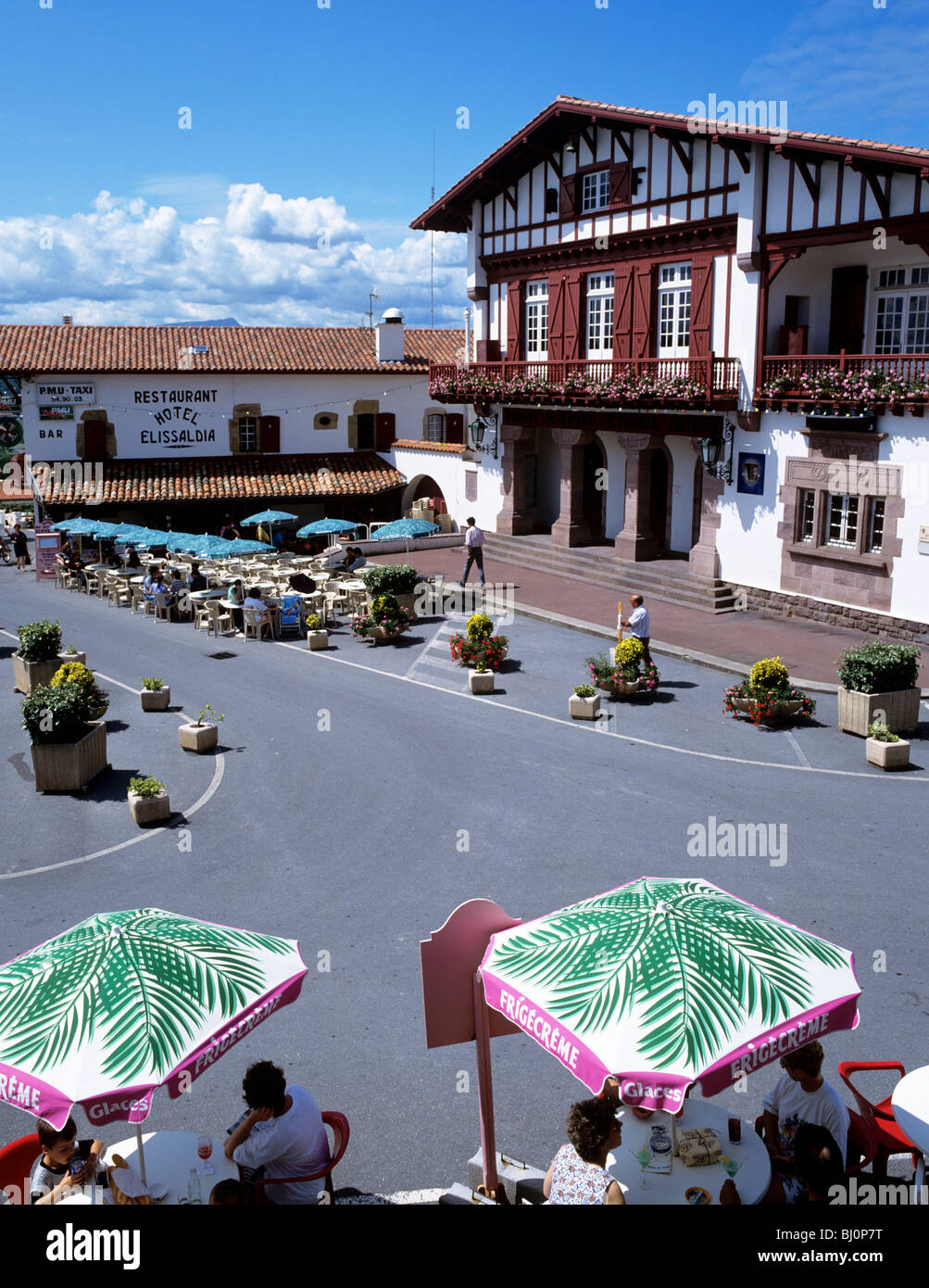 View of Bidart town square Stock Photo - Alamy