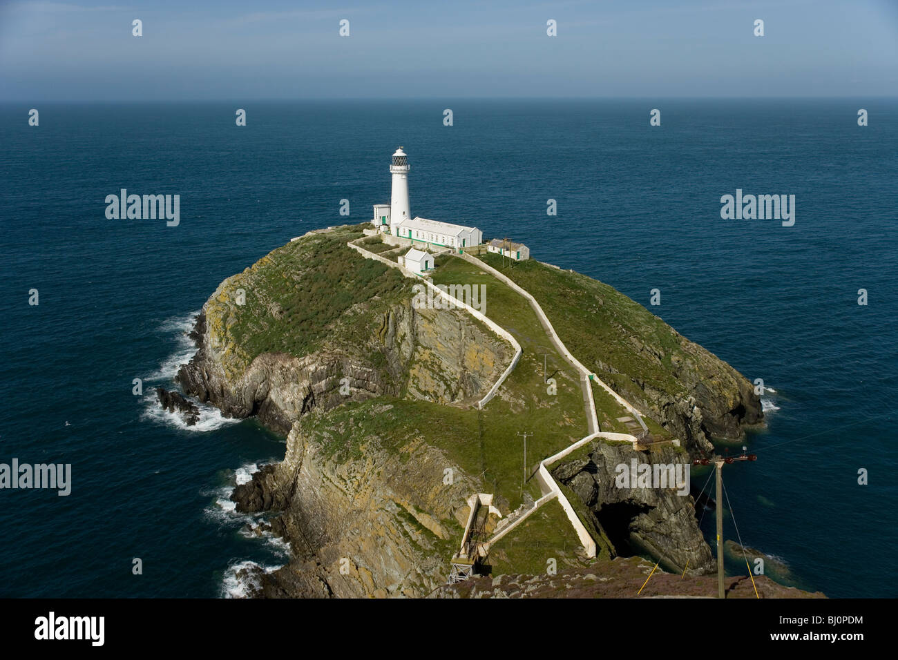 South Stack Lighthouse on Holy Island from the cliffs above, Anglesey ...