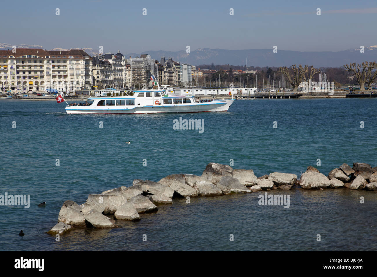 Boat on Lake Geneva, Switzerland Stock Photo - Alamy