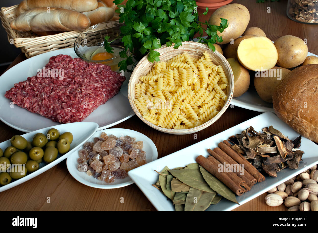 different food on the table Stock Photo - Alamy
