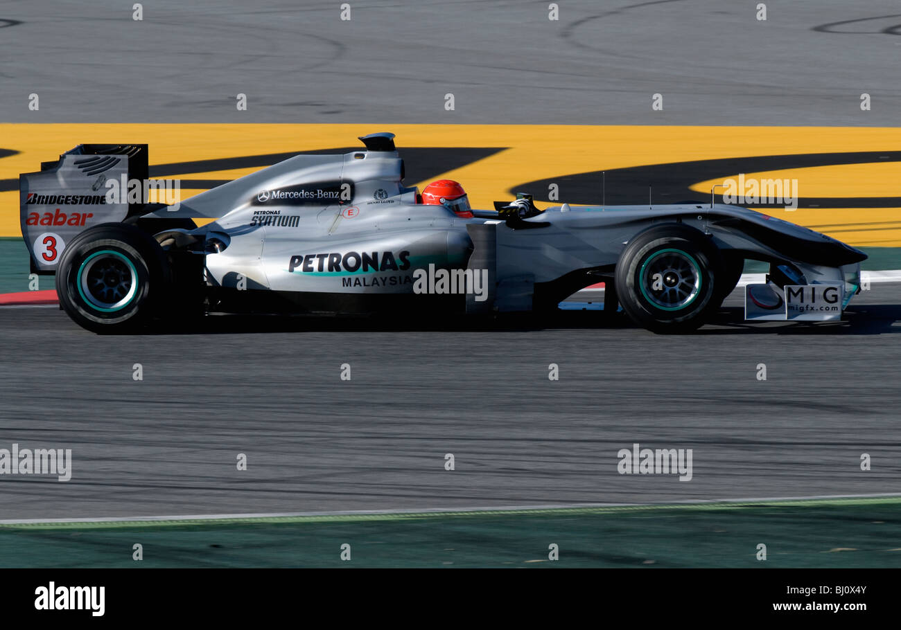 Michael Schumacher (GER) in the Mercedes MGP W01 racecar during Formula ...