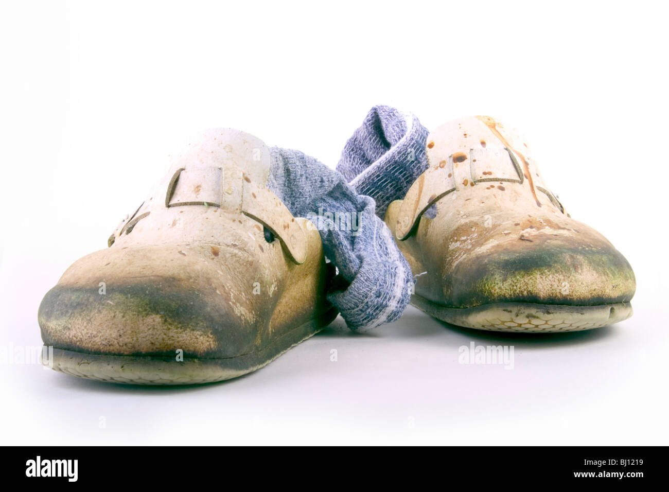 old shoes with socks Stock Photo - Alamy