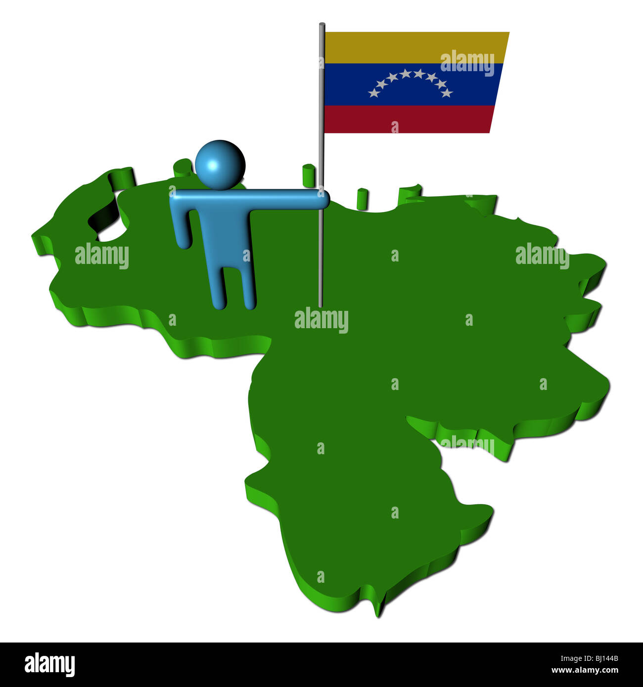 abstract person with Venezuela flag on map illustration Stock Photo - Alamy
