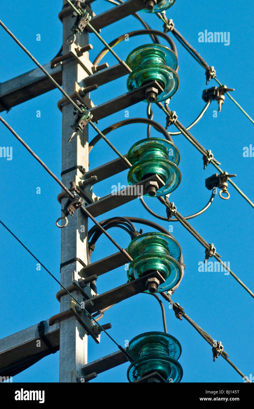 Old domestic mains electricity supply pole - France Stock Photo - Alamy