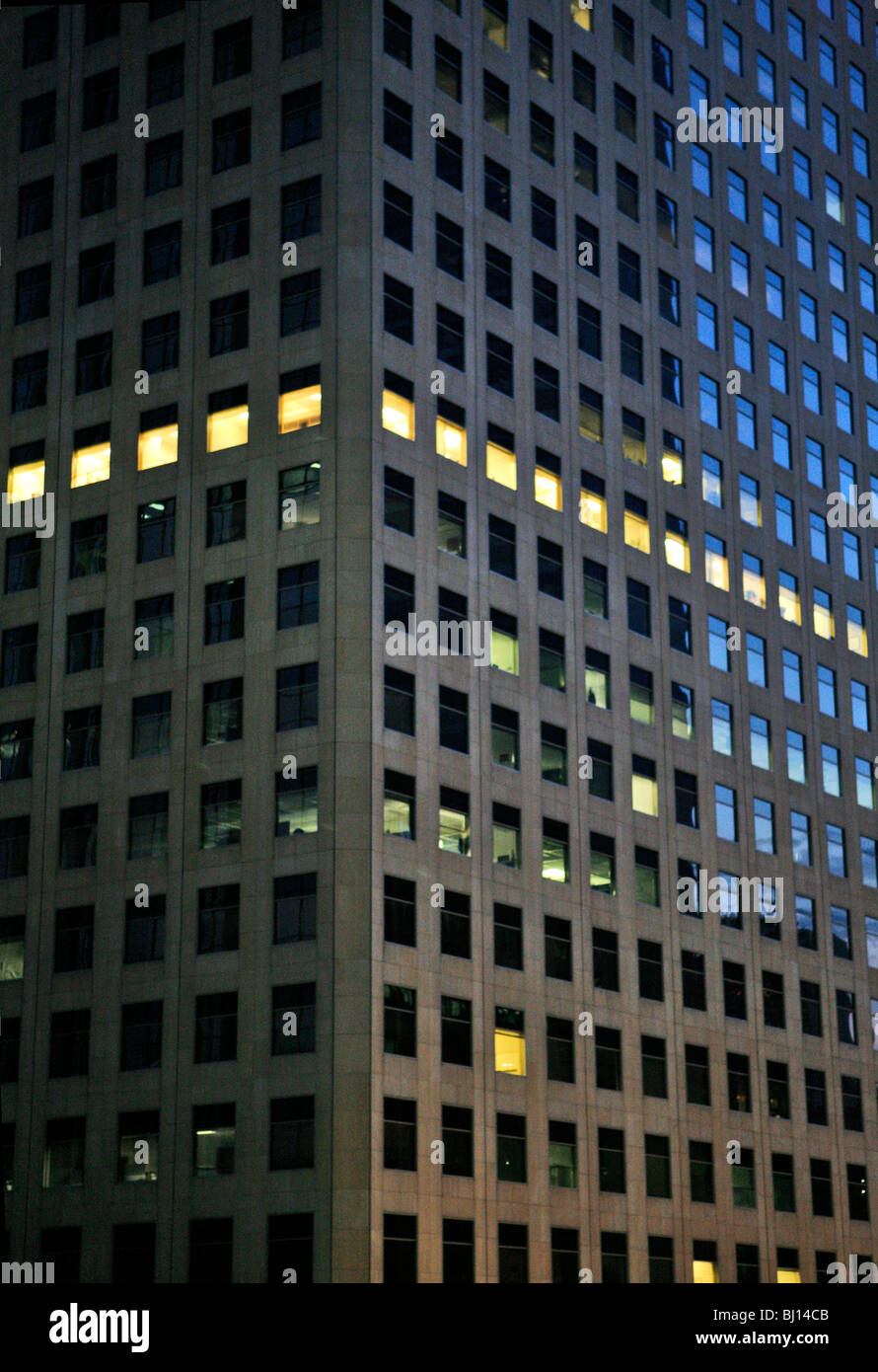 Rows of windows in a skyscraper at night, Calgary, Alberta, Canada ...