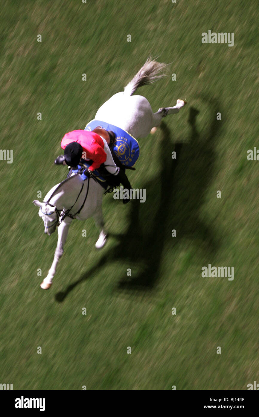 Aerial view of a horse rider galloping, Hong Kong, China Stock Photo ...