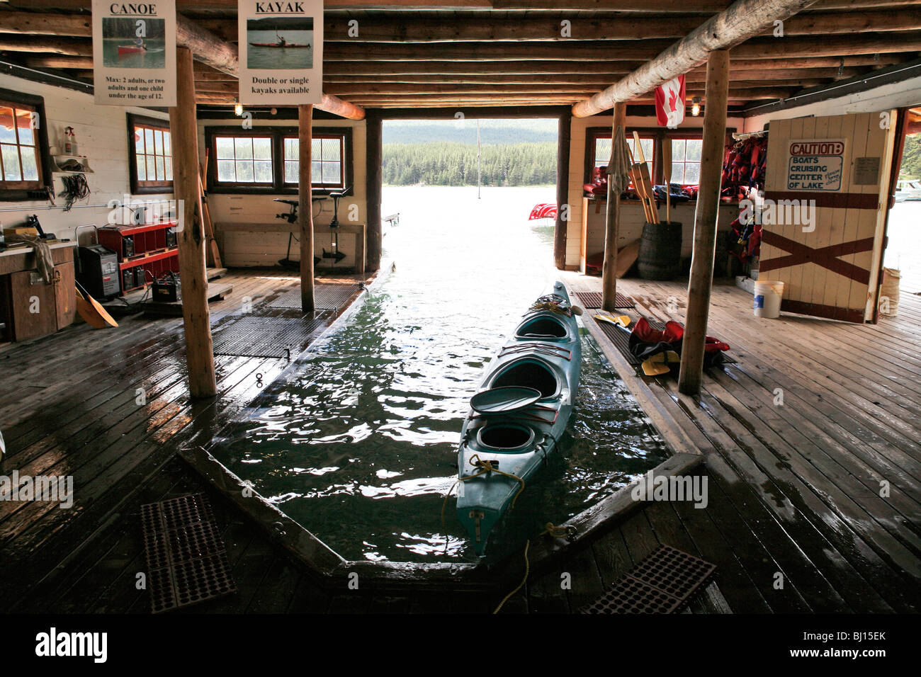 Interior maligne lake boathouse jasper hi-res stock photography and ...