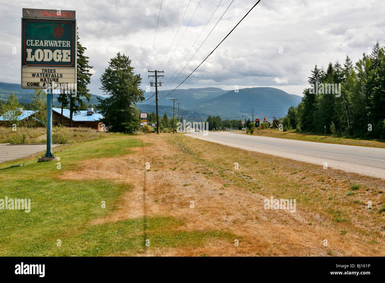 Clearwater Lodge Sign, Wells Gray Park, British Columbia, Canada Stock ...