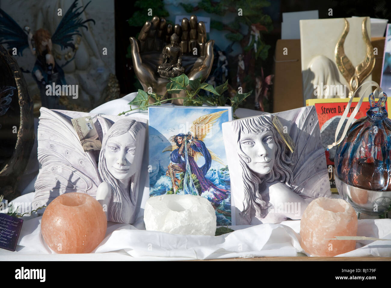 Window display in alternative mystical crystal shop Stock Photo - Alamy