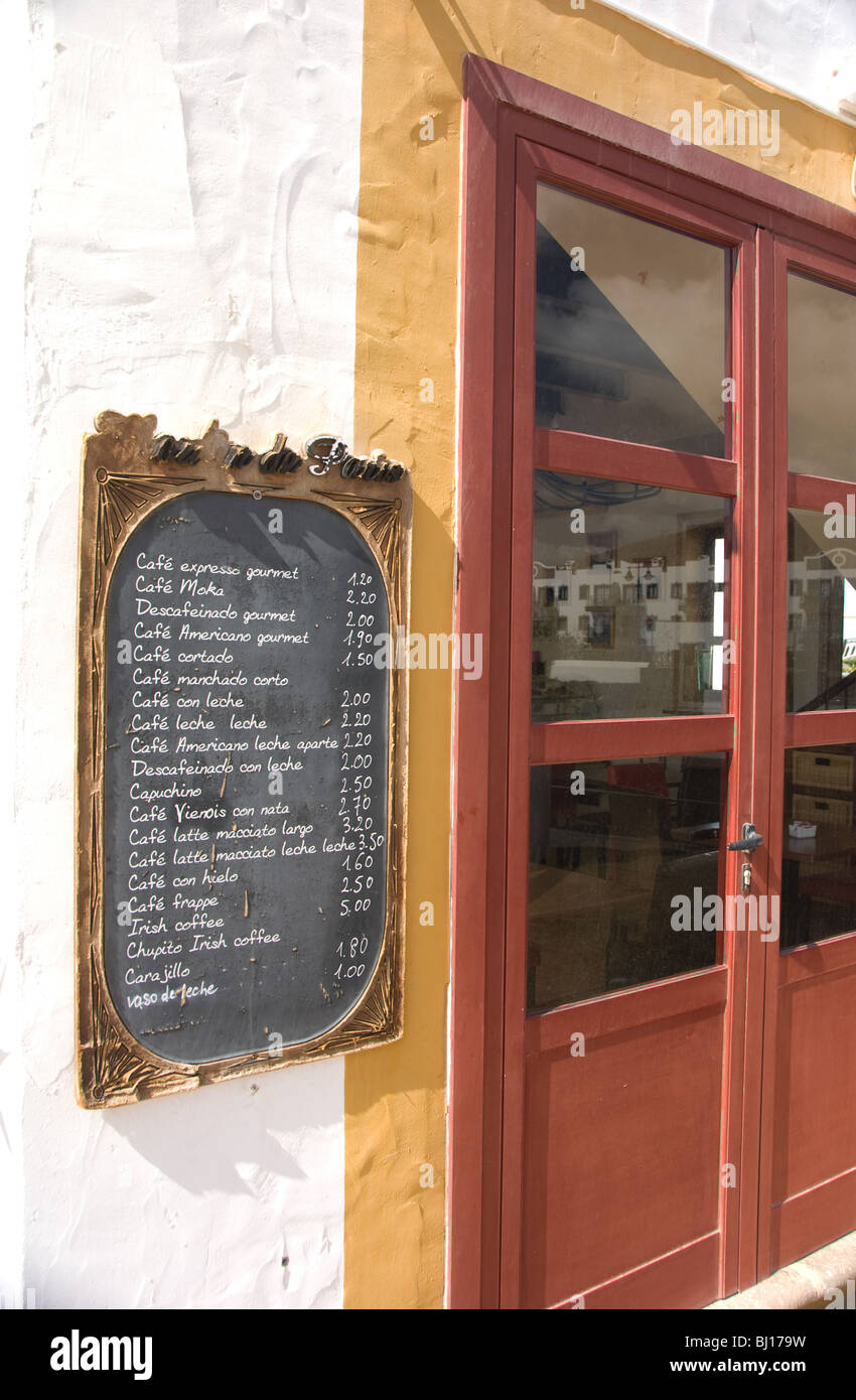 Menu on a board outside a spanish restuarant Stock Photo - Alamy