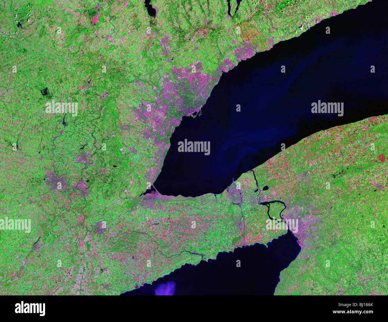 High over Ontario's Golden Horseshoe. A high resolution, false colour ...