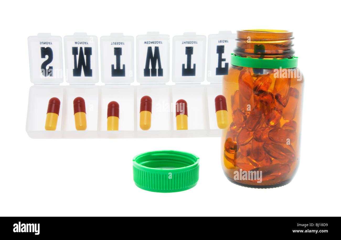 Bottle pills pill box Cut Out Stock Images & Pictures - Alamy