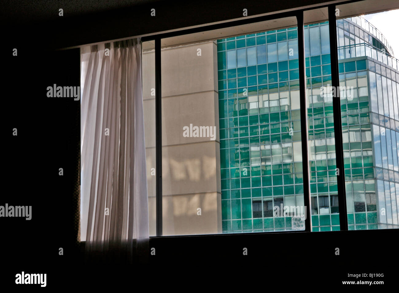 Window of Hotel Room, Vancouver, British Columbia, Canada Stock Photo ...