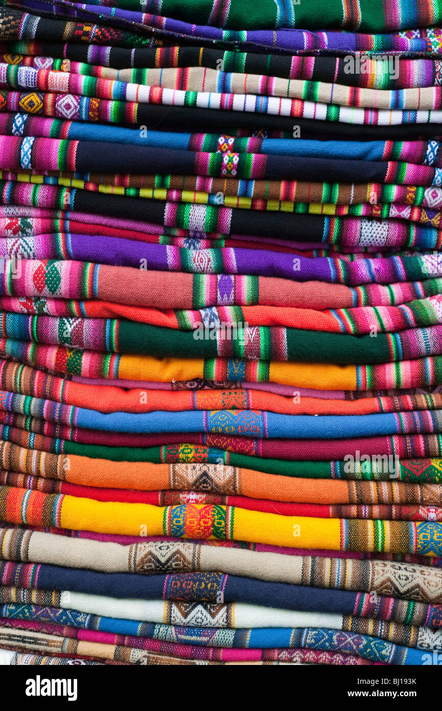 Garments and cloths in Peruvian and Bolivian patterns and colours Stock ...