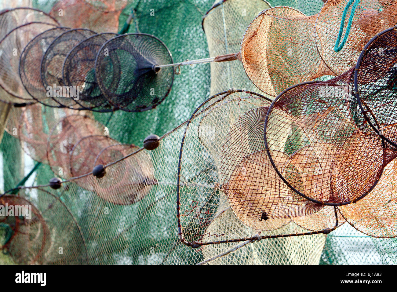 Fishing nets hanging up dry hi-res stock photography and images - Alamy