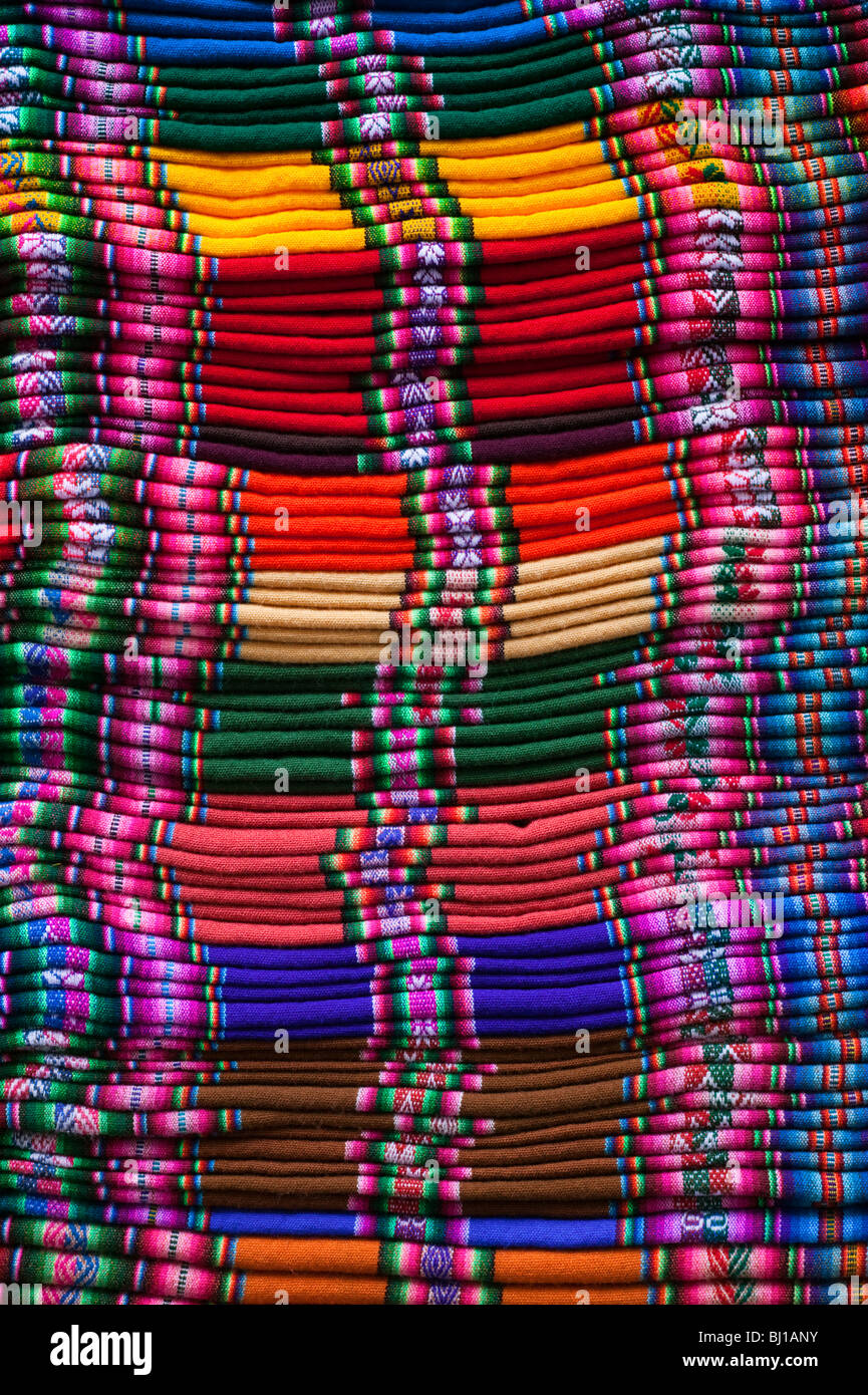 Garments and cloths in Peruvian and Bolivian patterns and colours Stock ...