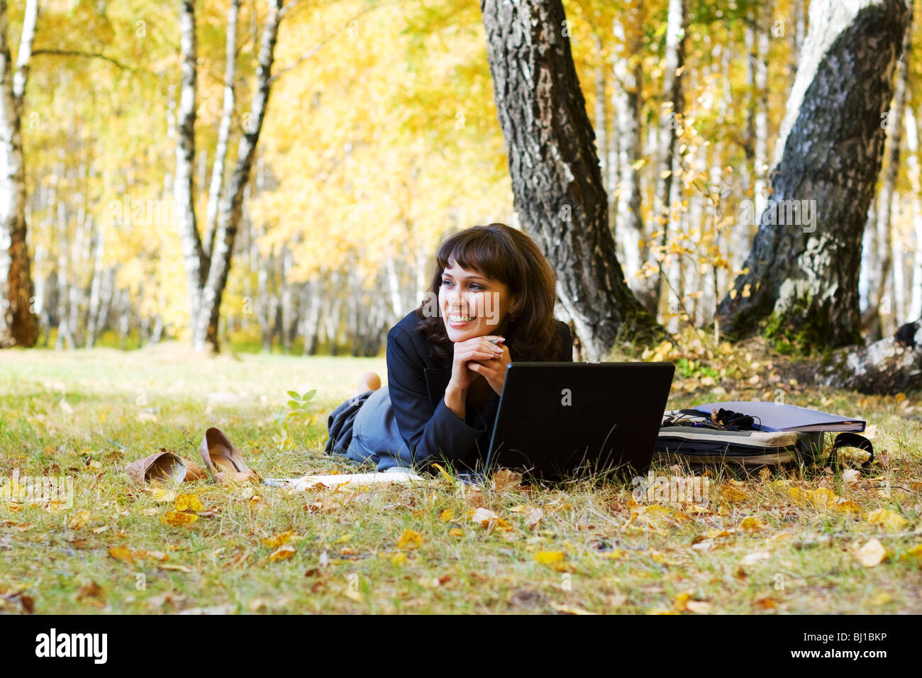 Young businesswoman working on nature Stock Photo - Alamy