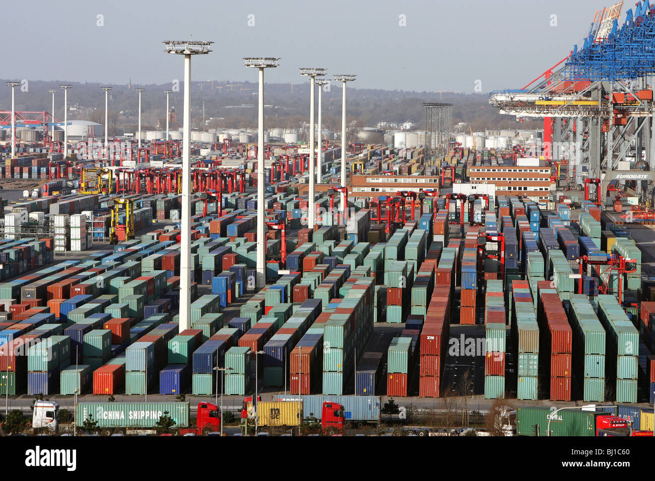 Cargo port in Hamburg, Germany Stock Photo - Alamy