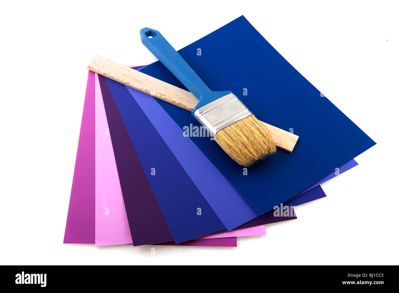 color samples with paint brush isolated over white Stock Photo - Alamy