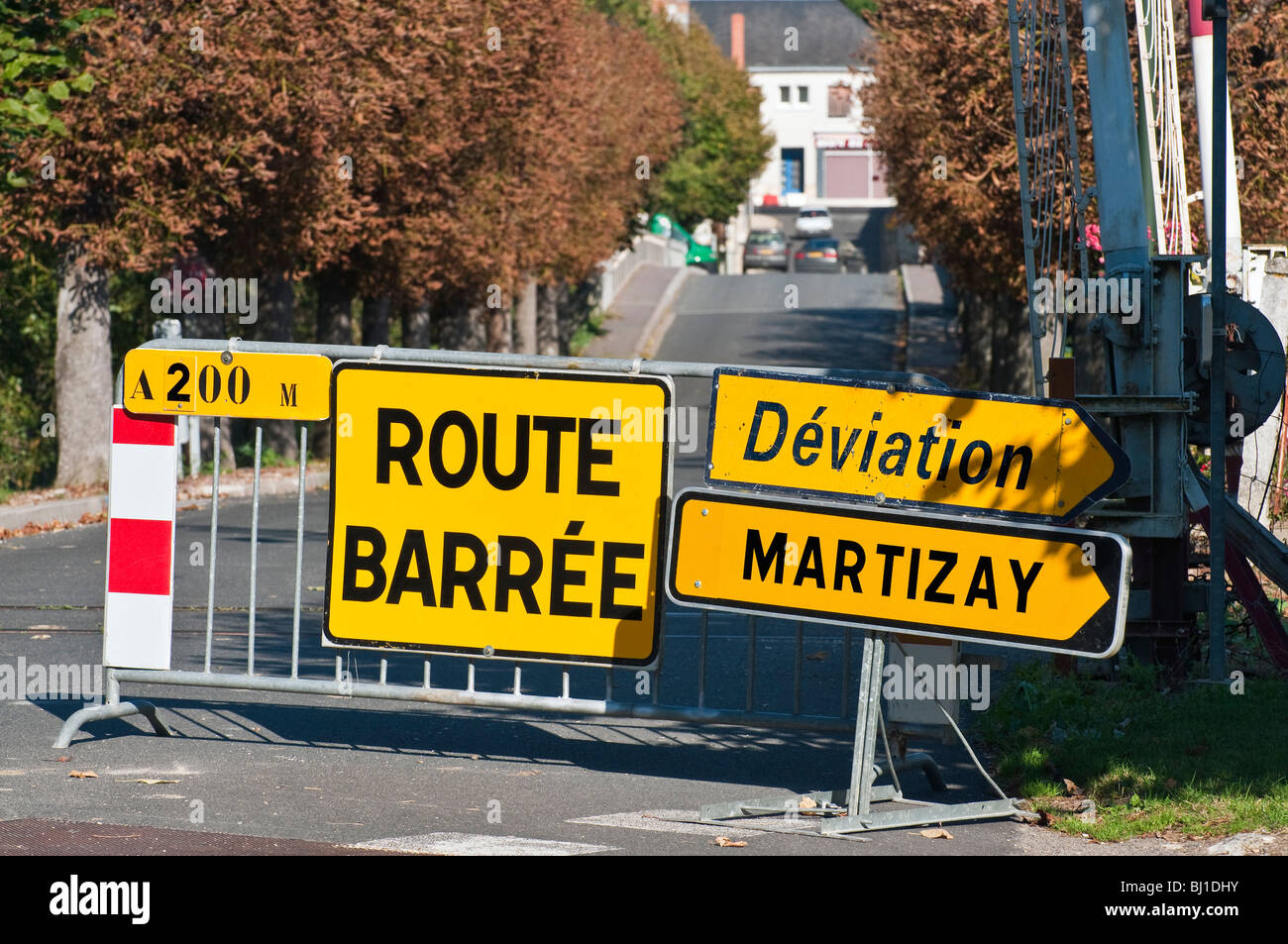 "Route Barrée" and "Déviation" metal road signs - Indre-et-Loire ...