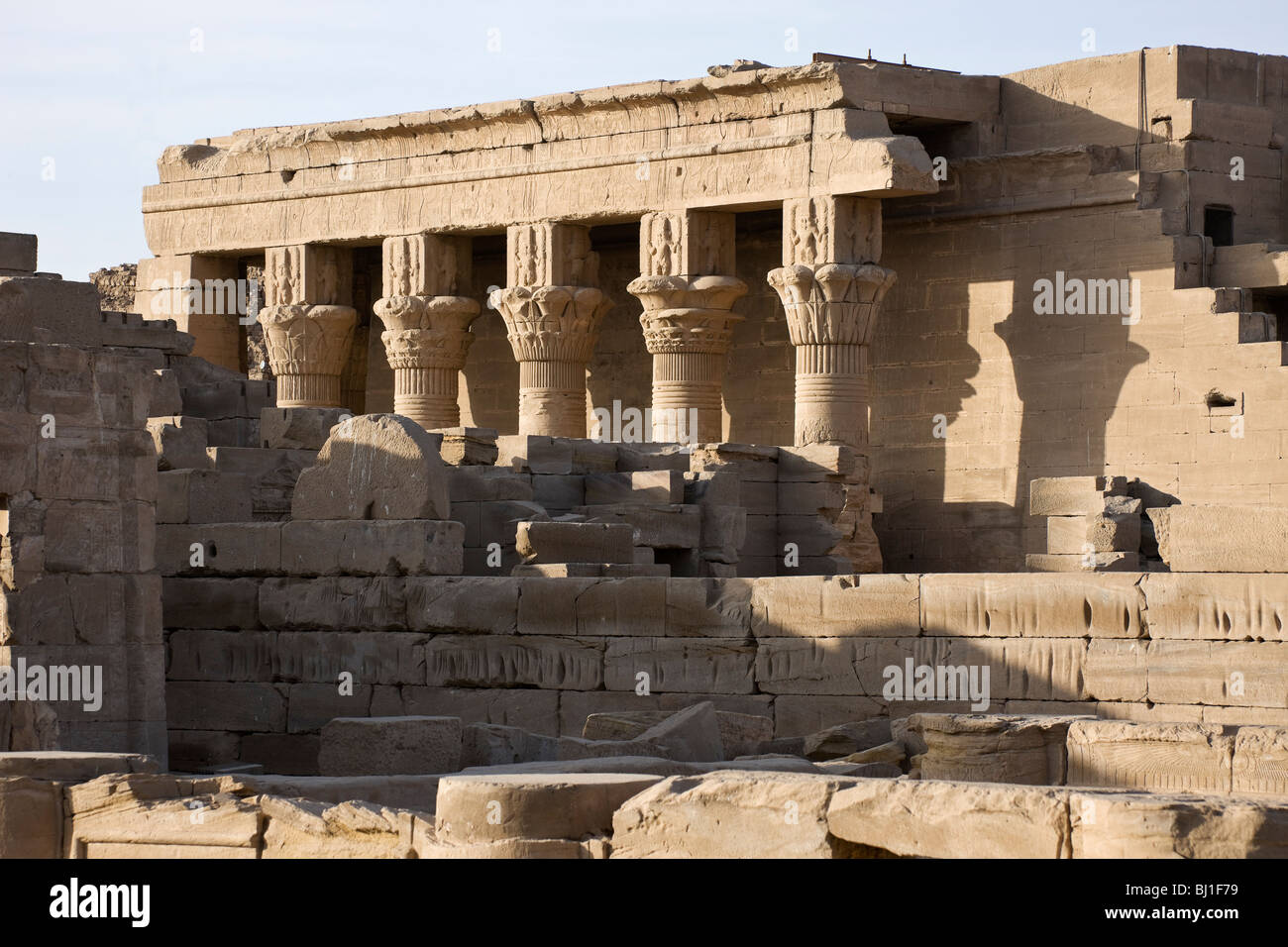 Dendera temple composite capitals of the columns hi-res stock ...
