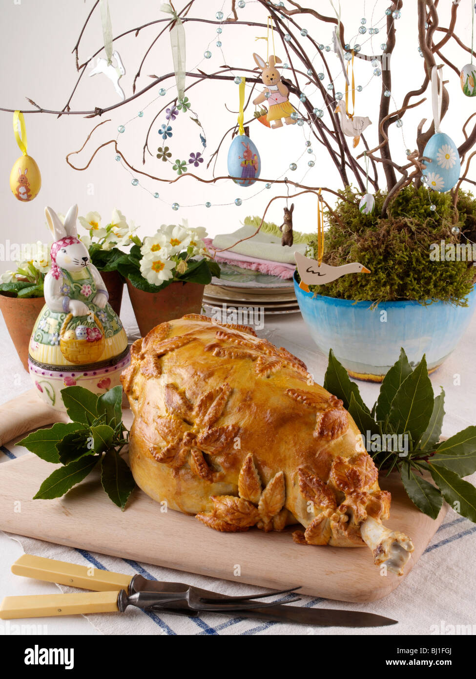 Leg of lamb with bay leaves hi-res stock photography and images - Alamy