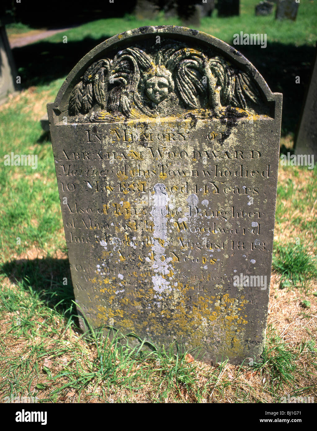Ancient headstone in cemetery, Gloucestershire, England, United Kingdom ...