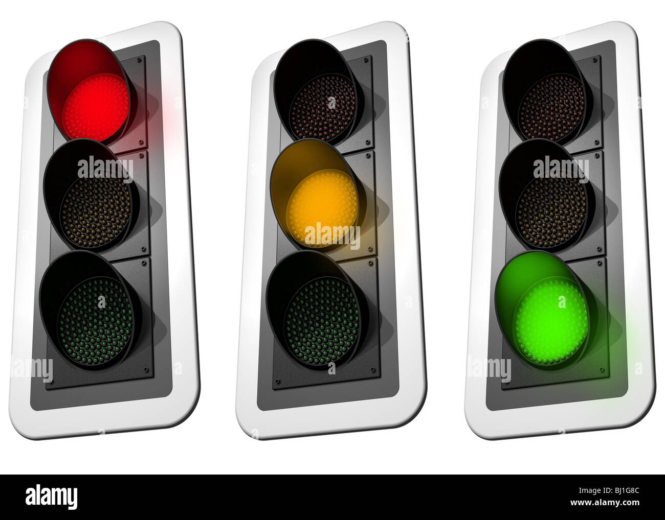 Isolated illustration of three signaling traffic lights Stock Photo - Alamy