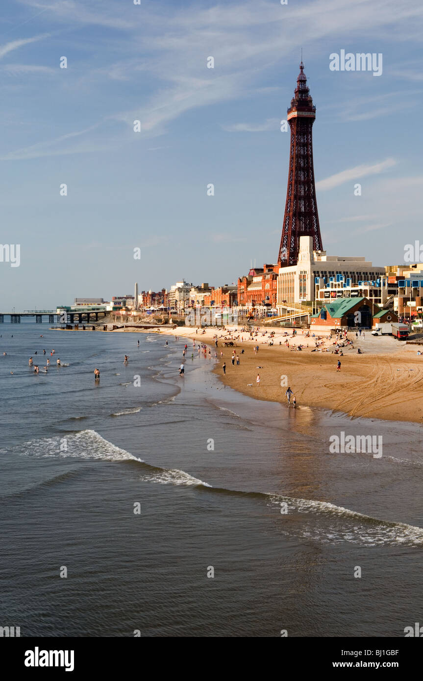 Blackpool Tower, the piers and the Pleasure Beach are the landmarks of ...