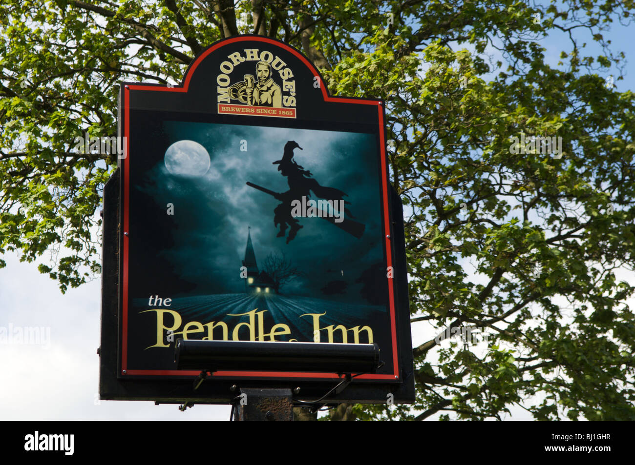 Pendle Inn sign, Pendle village, Lancashire,England, United Kingdom ...