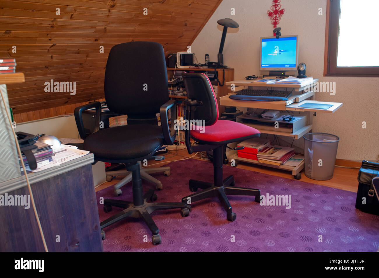 Office at Home, Inside Computer Messy Desk, inside, nobody, Chairs ...