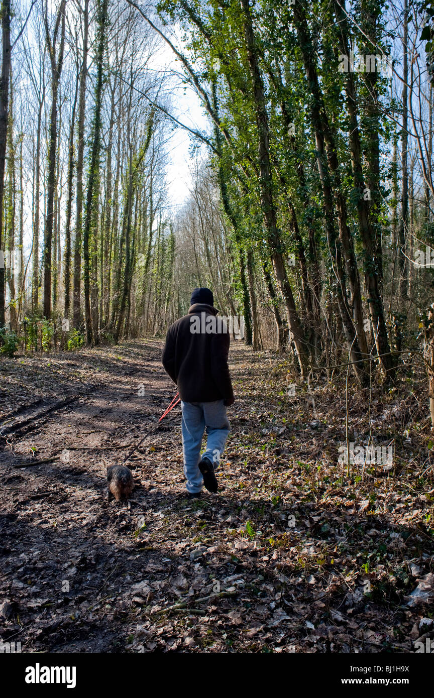 Somme Vallée, North France, Winter Rural Tourism, Man Walking down ...